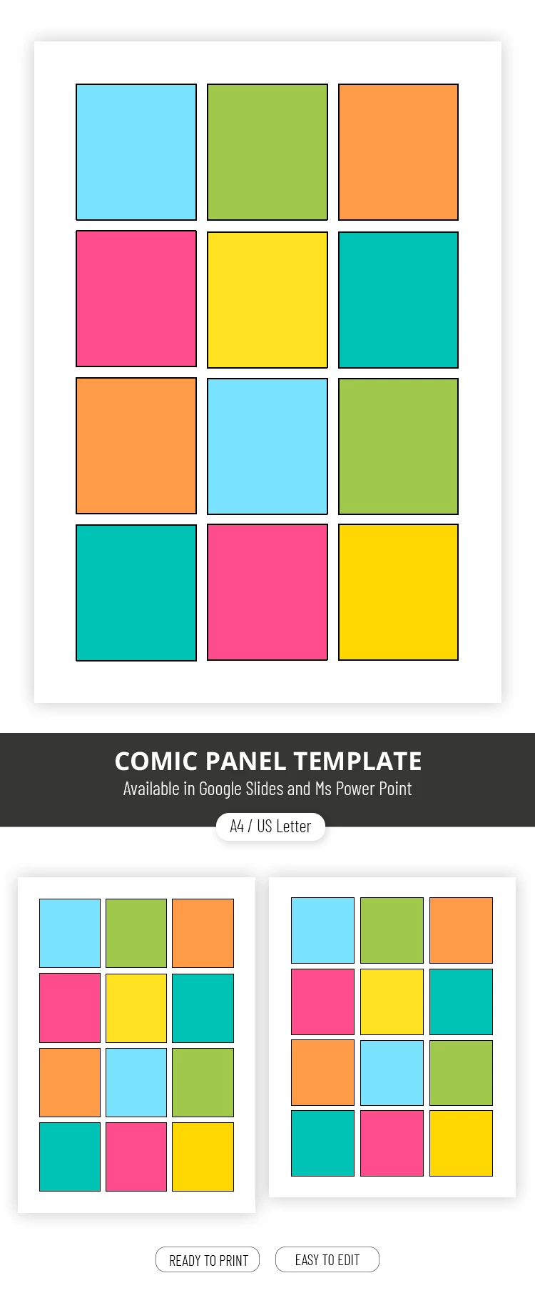 Free 12 Panel Comic Strip Template - Full Color Version In Google Slides