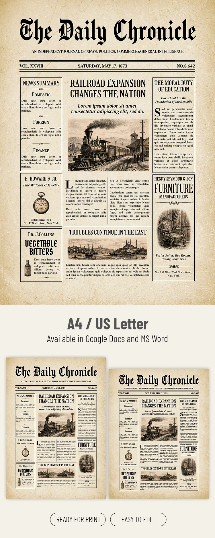 Free 1800s Newspaper Template for Google Docs and Microsoft Word ...