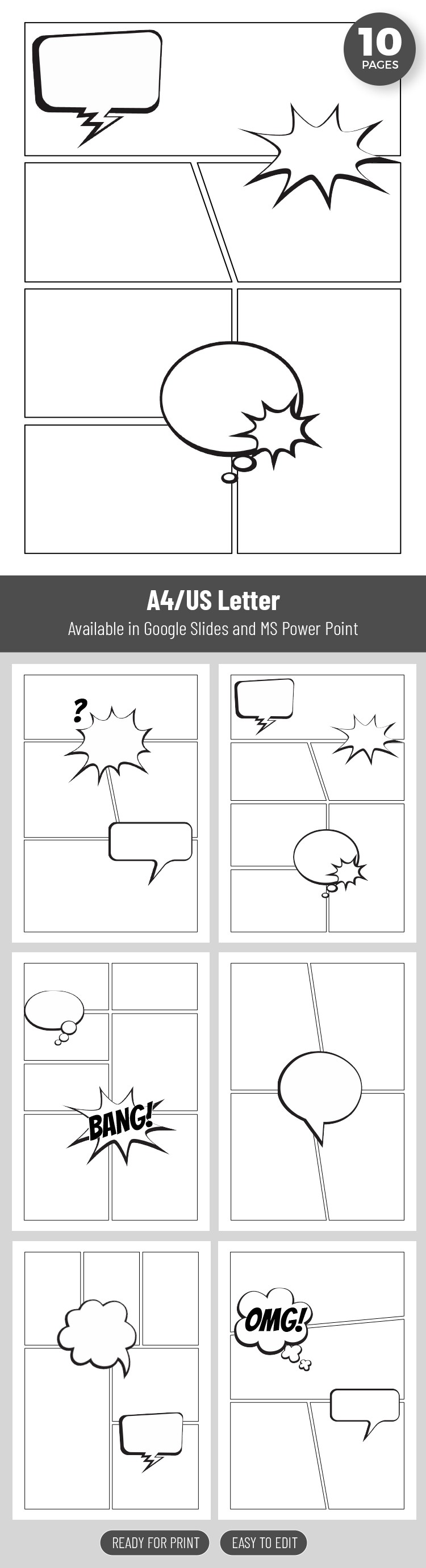 Free 6 Comic Panels Template In Google Slides