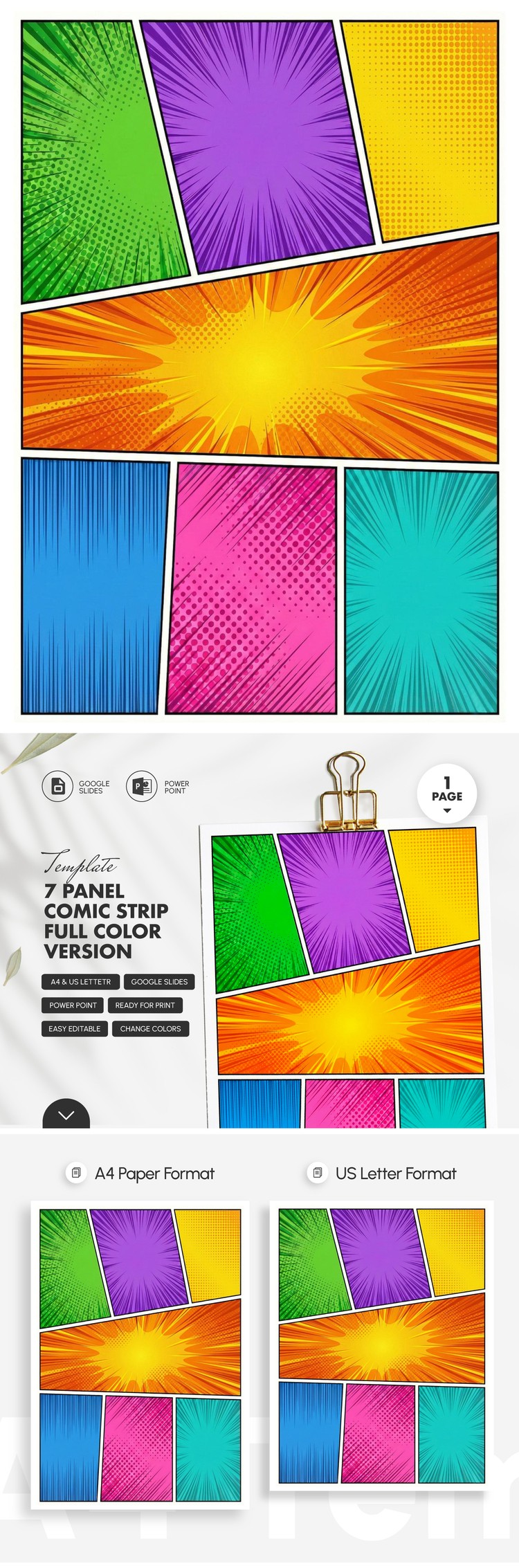 Gratis Plantilla de tira cómica de 7 paneles - Versión a todo color en ...