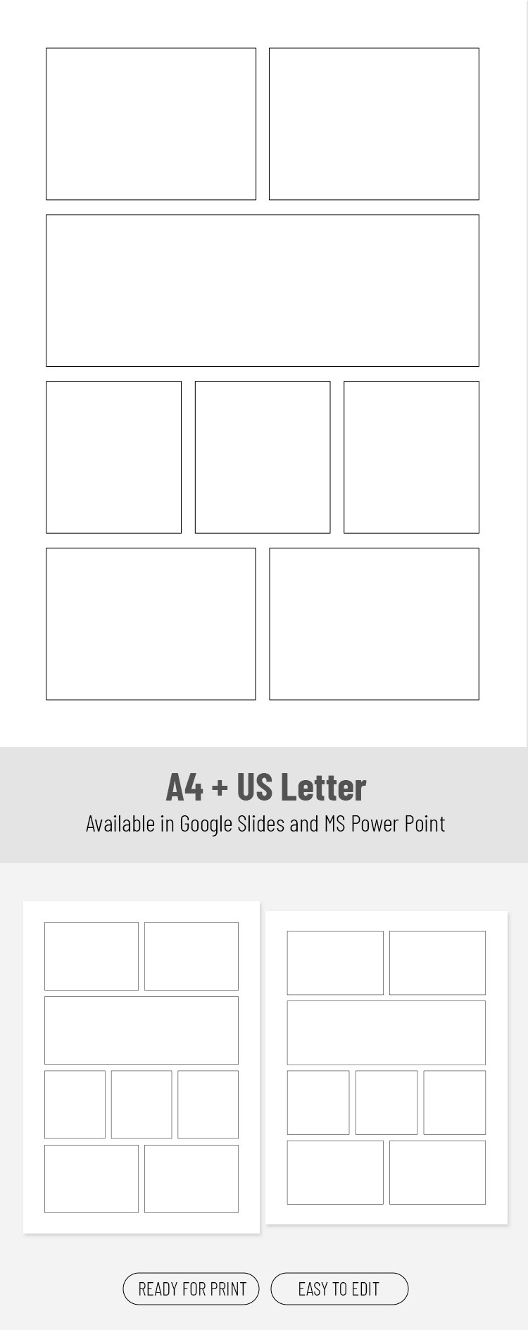 Kostenlos 8 Panel Comic Strip Template - Schwarz-Weiß-Layout In Google ...