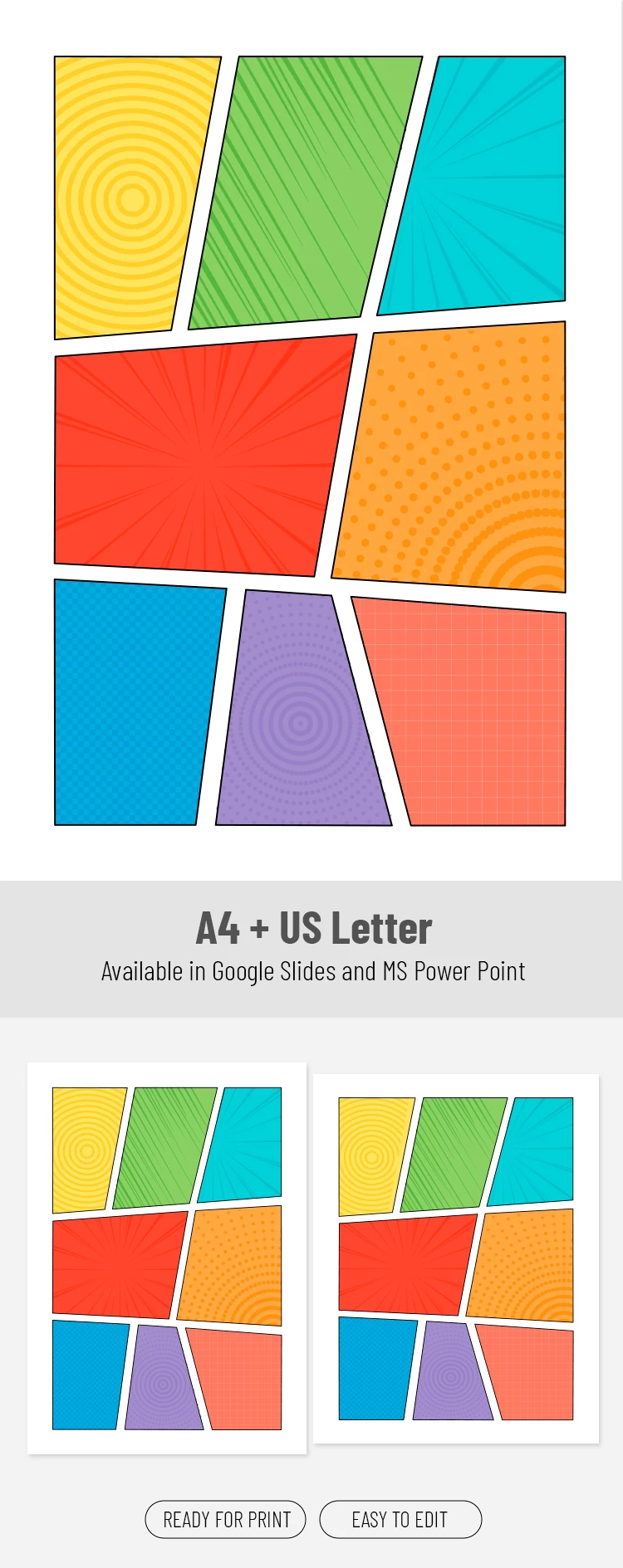 Gratuito Modelo de Tira em Quadrinhos de 8 Painéis - Versão Colorida ...