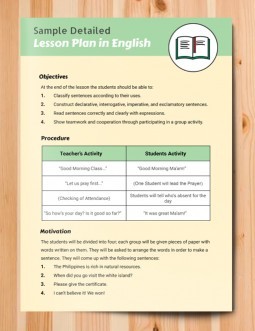 Free Detailed Lesson Plan in English Template In Google Docs
