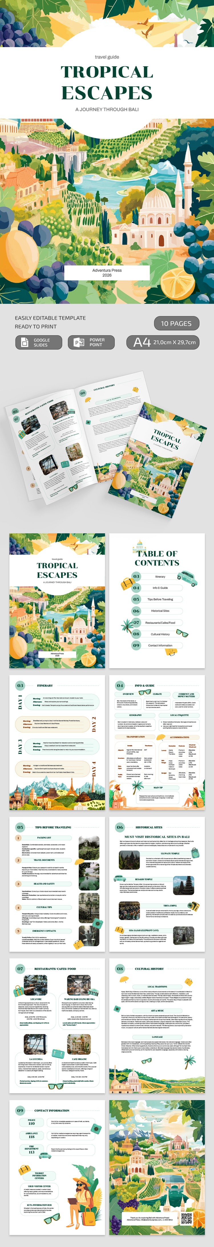 Amazing Travel Guide Template in Google Slides and Microsoft PowerPoint ...