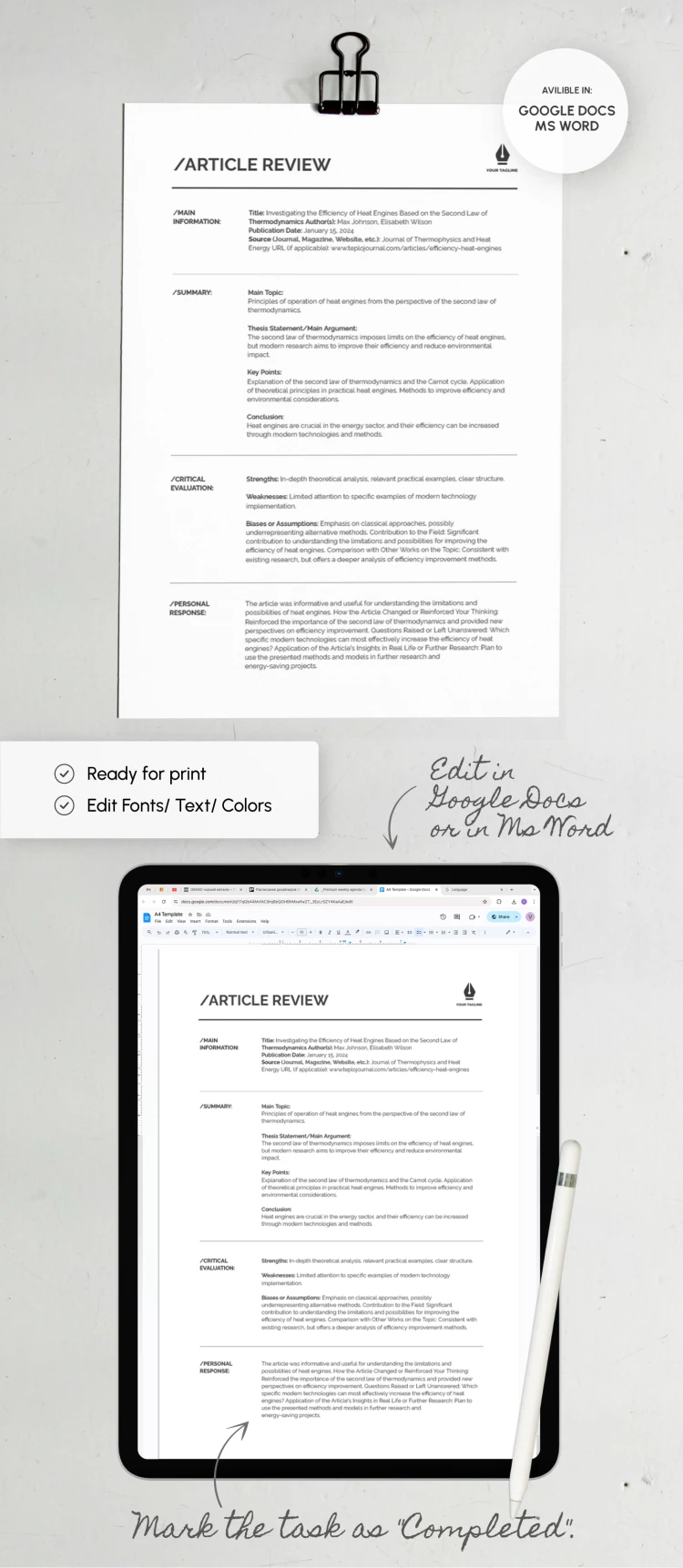 Free Analysis Article Template in Google Docs and Microsoft Word ...