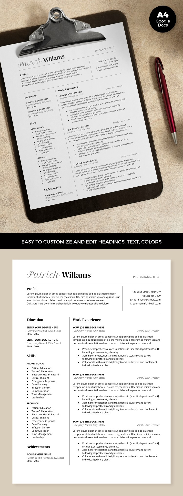 Free ATS Optimized Resume Template in Google Docs and Microsoft Word ...