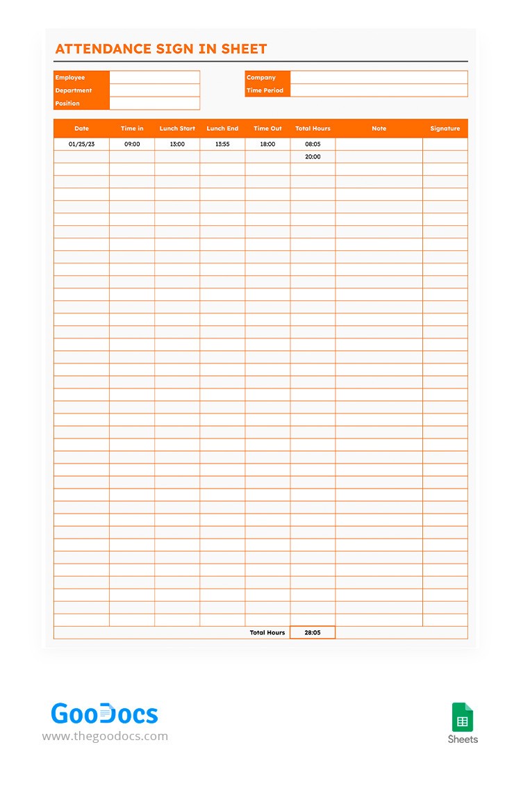 Attendance Sign In Sheet Template In Google Sheets Attendance Sign In Sheet Template In Google Sheets