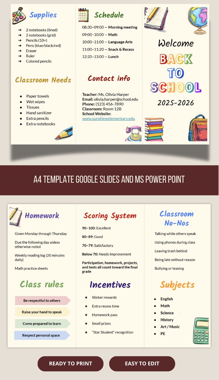 Free Back To School Brochure Template in Google Slides and Microsoft ...