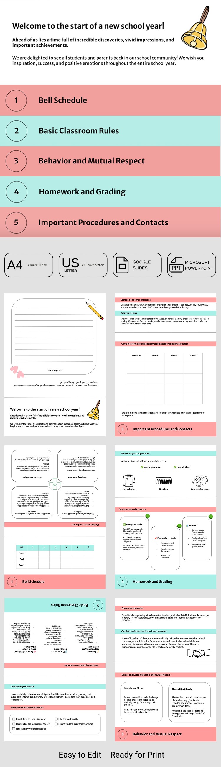 Free Back to School Class Information Flipbook Template in Google ...