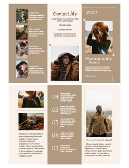 Free Beige Trifold Photography Brochure Template in Google Docs and Microsoft Word | thegoodocs.com