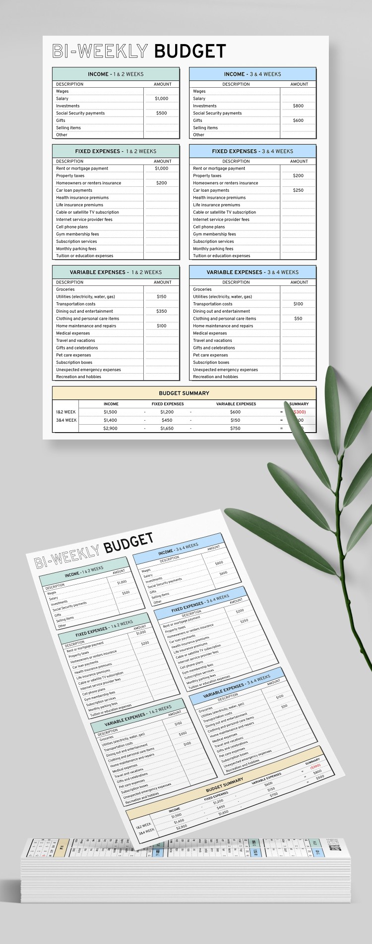 Free Printable Bi Weekly Budget Spreadsheet