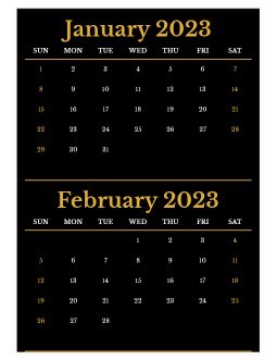 Free Black and Gold Monthly Calendar Template In Google Docs