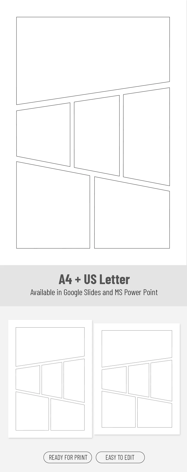 Kostenlos Schwarzes & Weißes Sechsfeld-Comicstrip-Vorlage In Google Slides