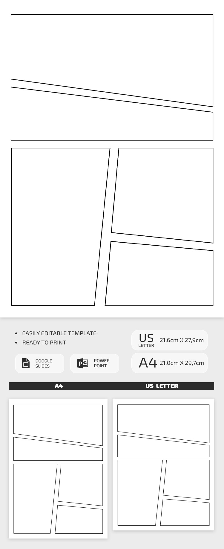 Free Blank 5 Box Comic Strip for Schools & Students In Google Slides