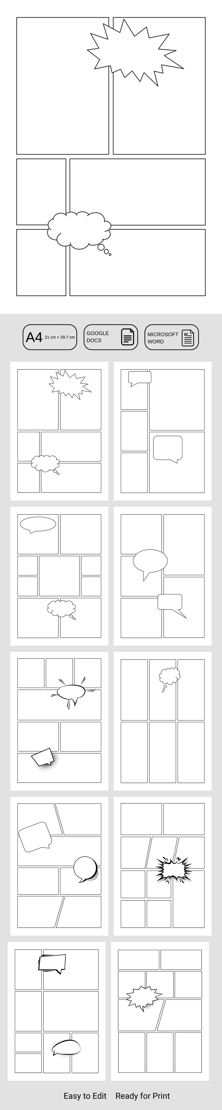 Free Blank Comic Book Template For Kids In Google Slides