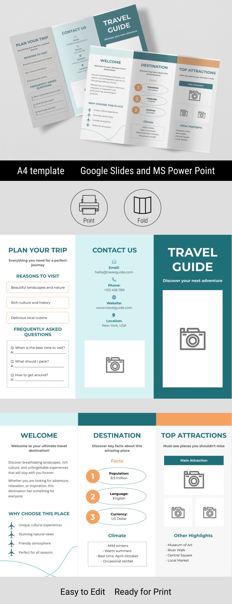 Free Blank Travel Brochure Template in Google Slides and Microsoft ...