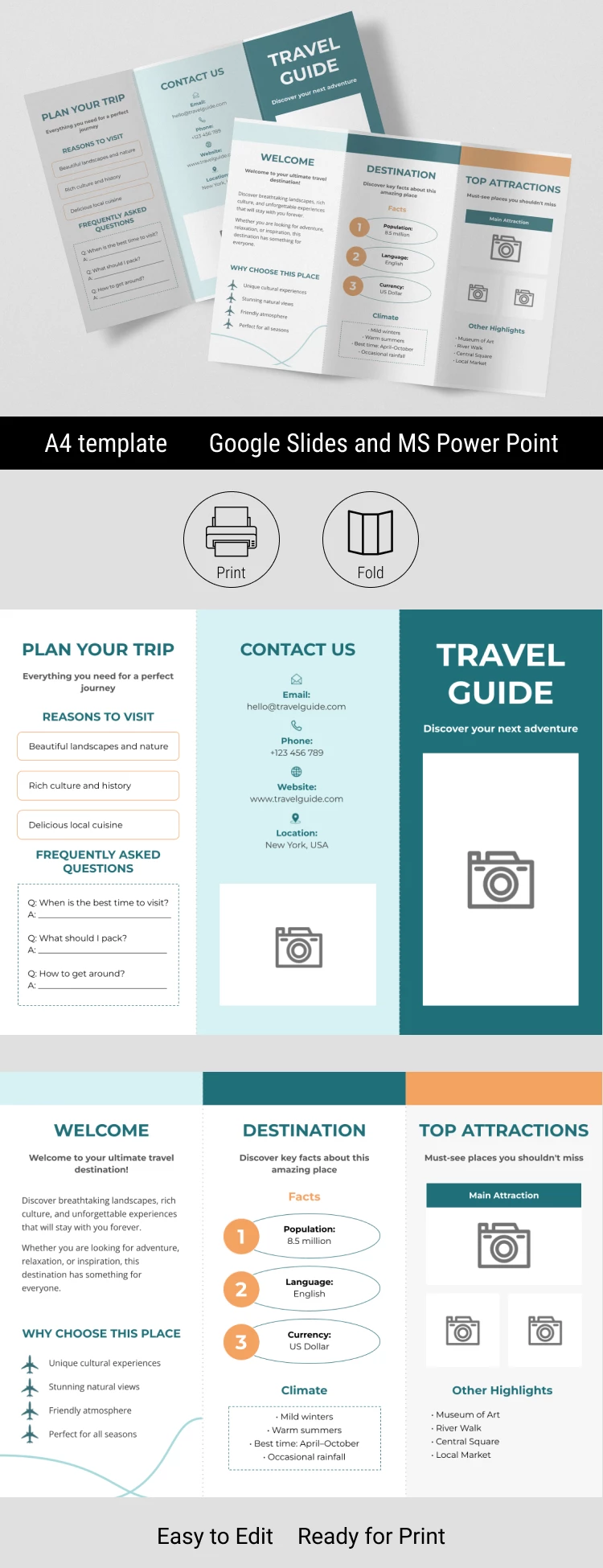 Free Blank Travel Brochure Template in Google Slides and Microsoft ...