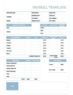 Free Blue Gray Payroll Template In Google Docs