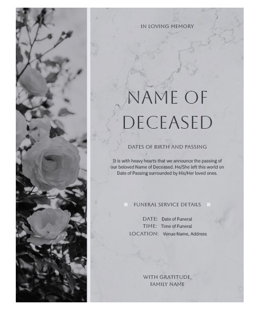 Plantillas De Invitaciones Para Funerales Gratuitas Plantilla De