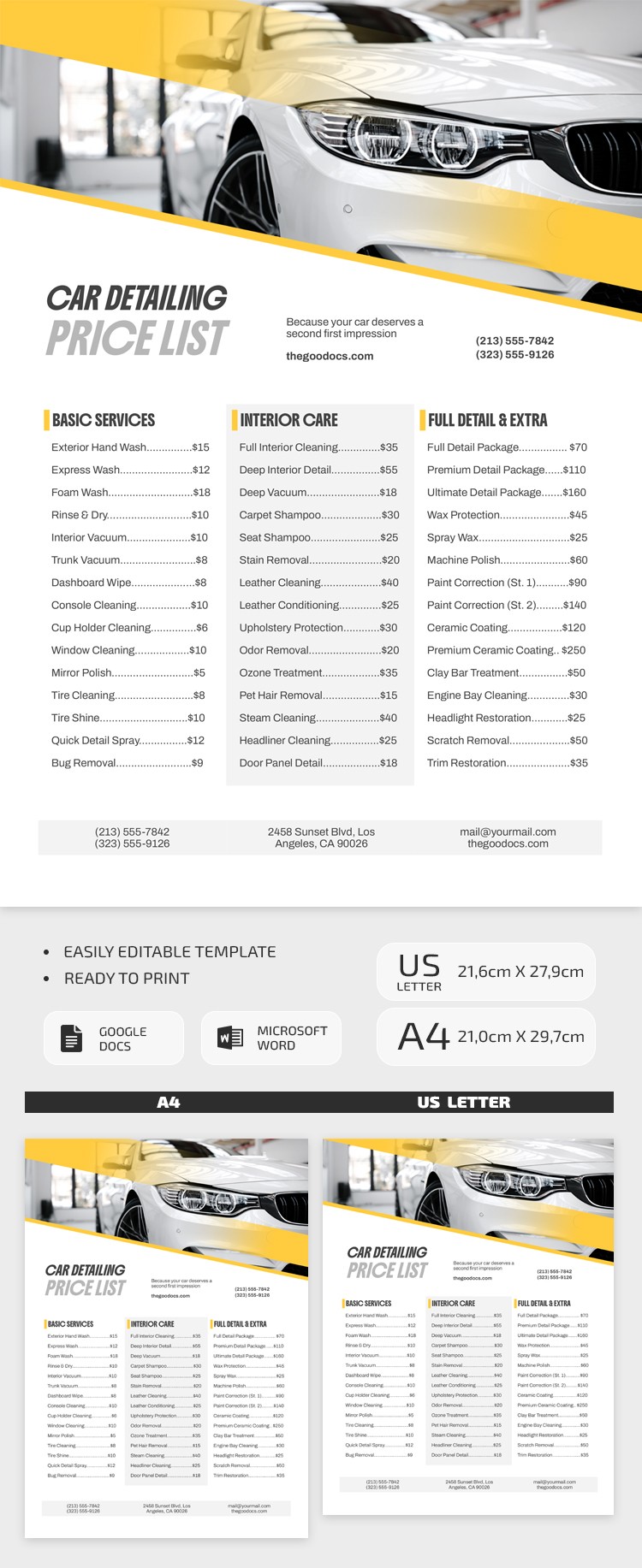 Free Car Detailing Price List Template in Google Docs and Microsoft ...