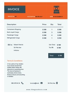 Free Cargo Invoice Template | thegoodocs.com