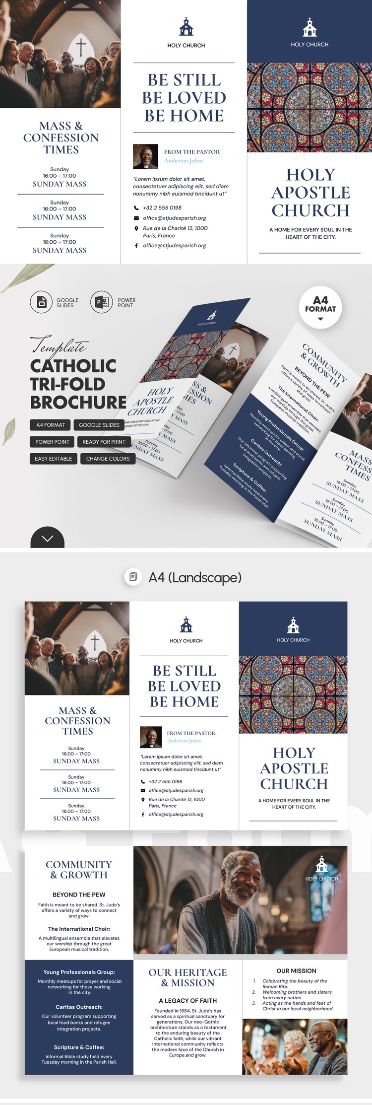Free Catholic Tri-Fold Brochure Template in Google Slides and Microsoft ...