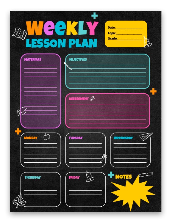 Free Chalkboard Weekly Lesson Plan Template | thegoodocs.com
