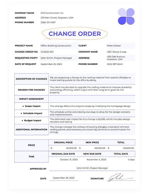 Free Change Order Template In Google Docs