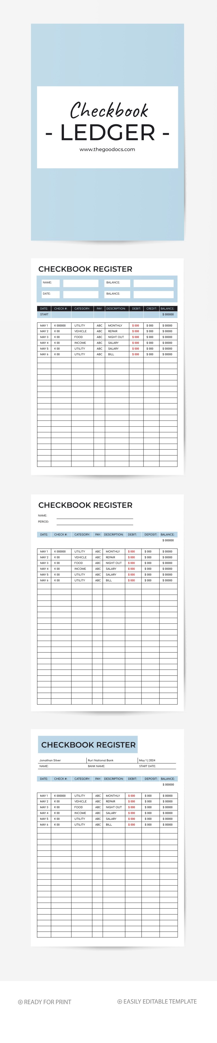 Free Check Book Ledger Template in Google Docs and Microsoft Word ...