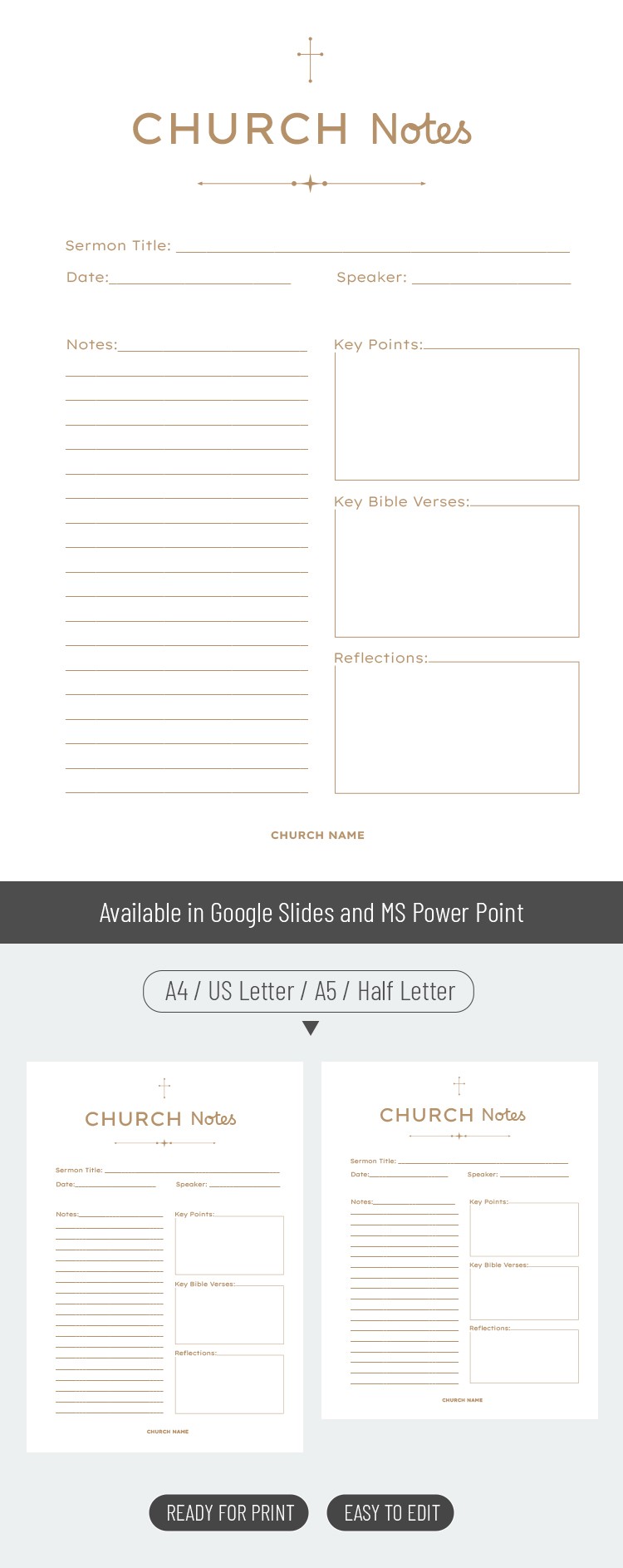 Free Church Note Template in Google Slides and Microsoft PowerPoint ...