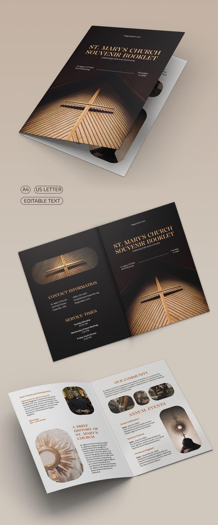 Free Church Souvenir Booklet Template in Google Slides and Microsoft ...