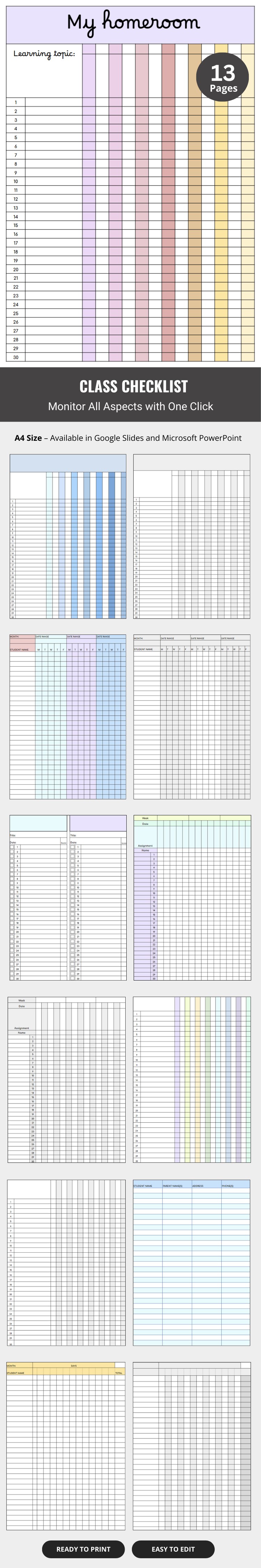 Free Class Checklist Template in Google Slides and Microsoft PowerPoint ...