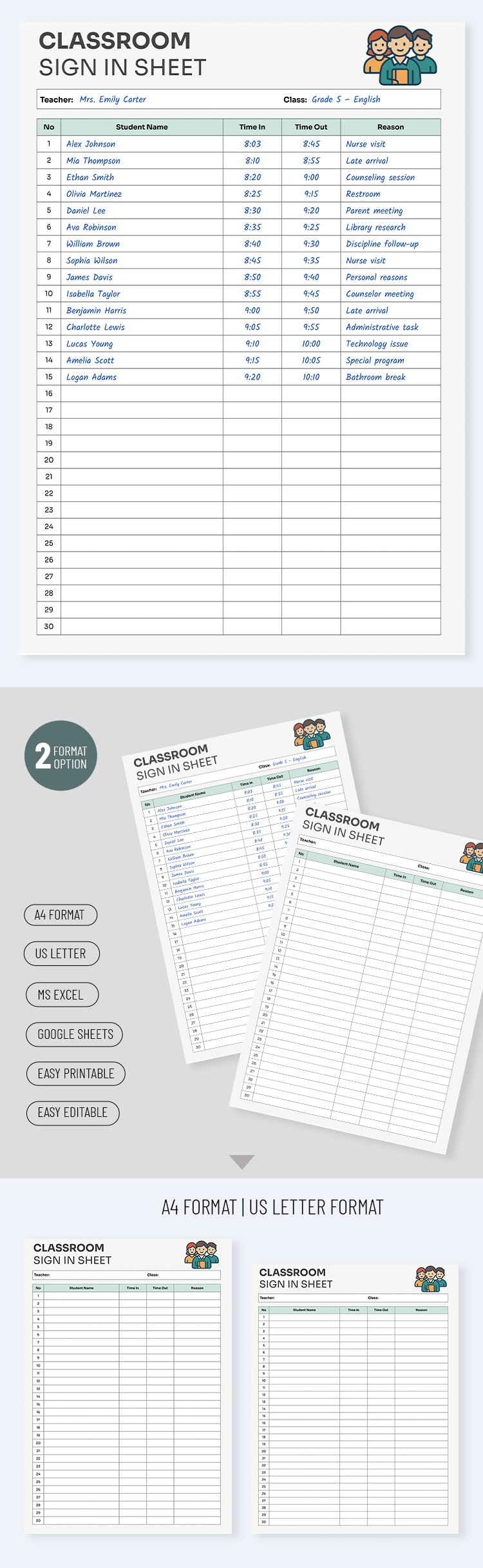 Free Classroom Sign In Sheet Template In Google Sheets