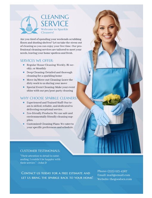 Free Cleaning Service Flyer Template | thegoodocs.com