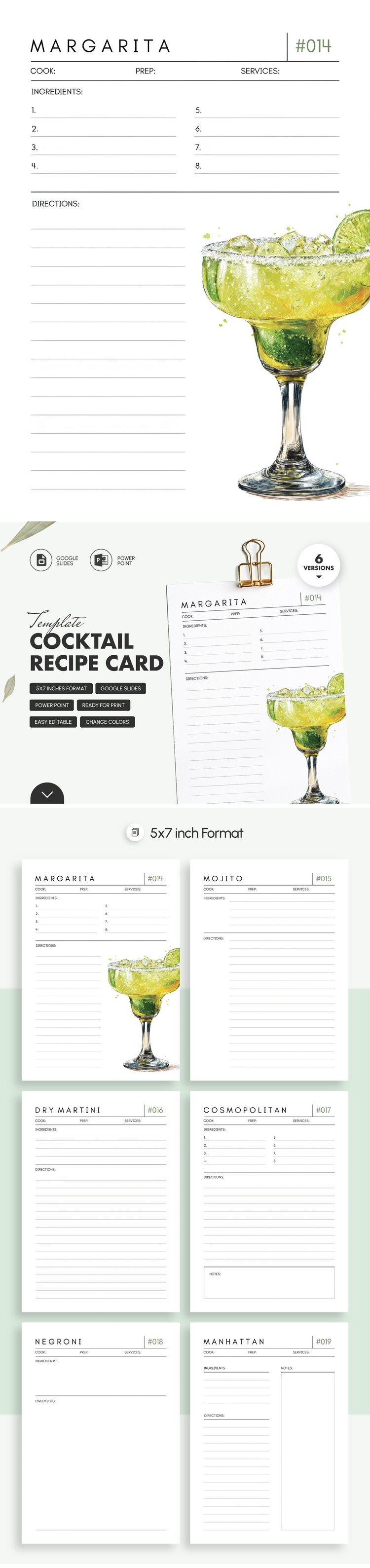 Free Cocktail Recipe Card Template in Google Slides and Microsoft ...