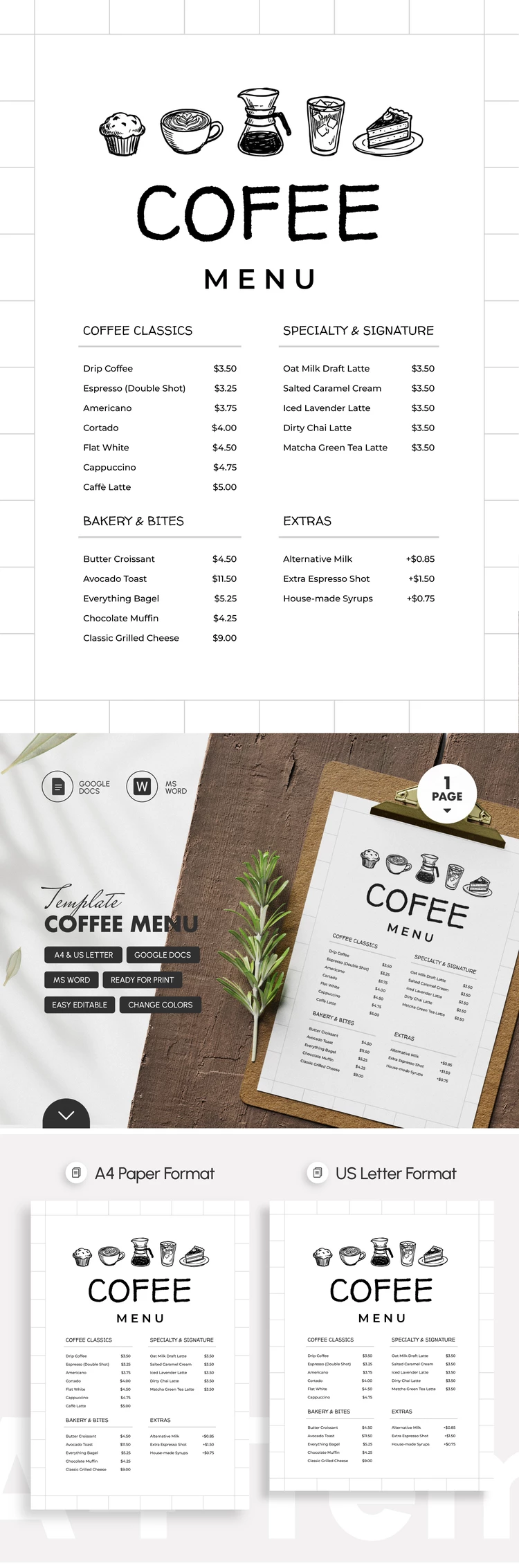 Free Coffee Menu Template in Google Docs and Microsoft Word ...
