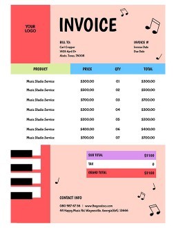 Free Colored Musician Invoice Template In Google Docs