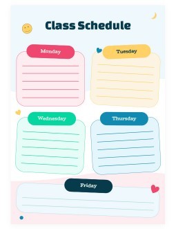 Free Illustrated Colorful Class Schedule Template In Google Docs