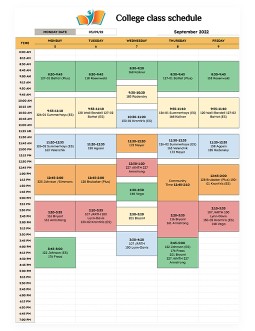 Free Colorful College Class Schedule Template In Google Docs