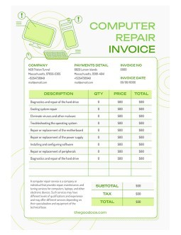 Free Computer Repair Invoice Template | thegoodocs.com