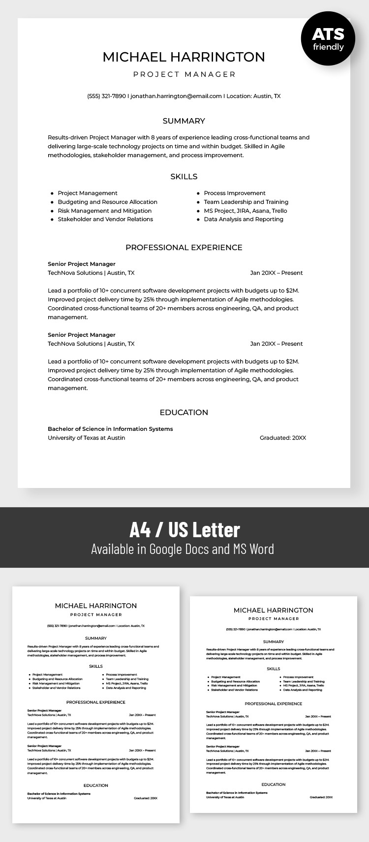 Free Concise With Summary ATS Resume Template in Google Docs and ...