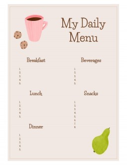 Free Cute Beige Daily Menu Template In Google Docs