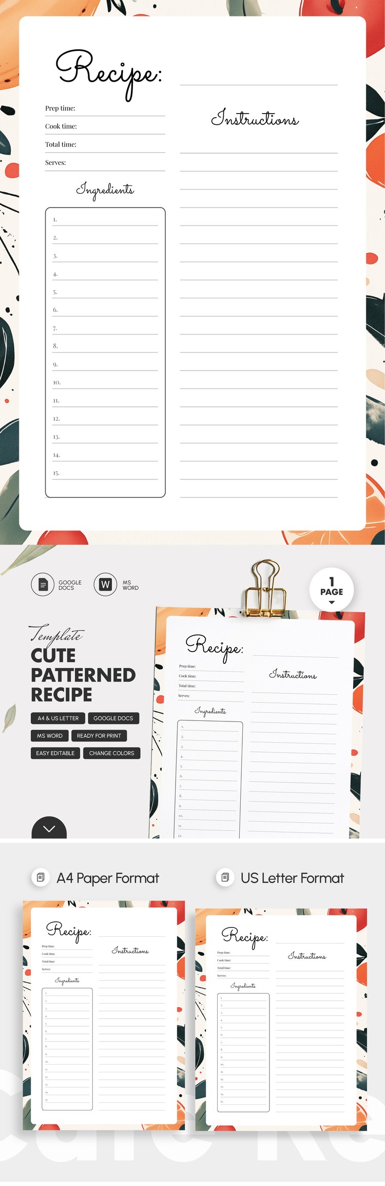 Recipe Template Pattern 100+ Recipe Templates In Google Docs (Free)