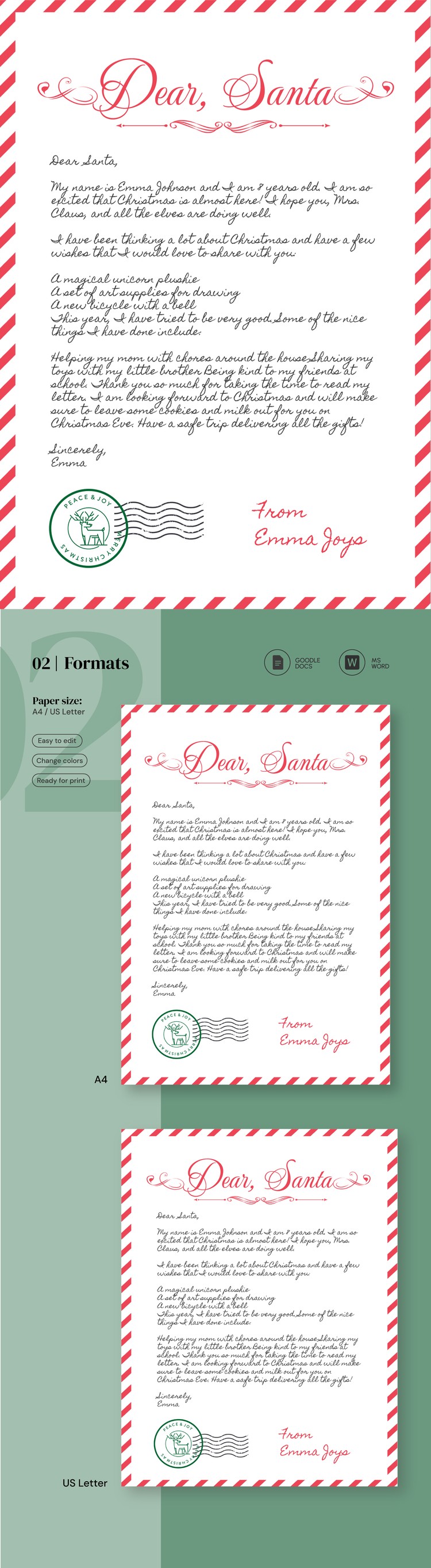 Free Dear Santa Letter Template for Google Docs and Microsoft Word ...