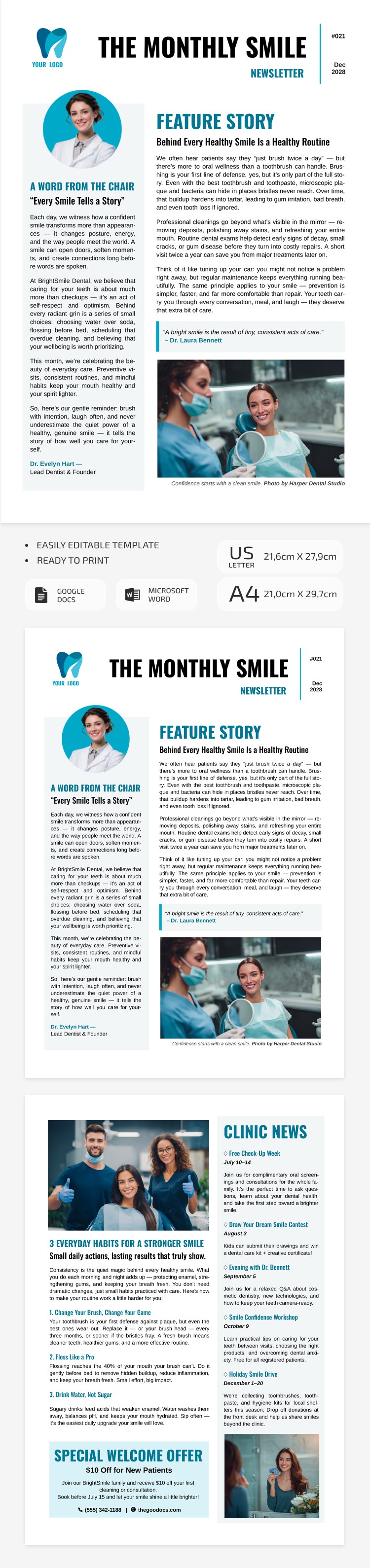 Free Dental Newsletter Template – Editable Patient Email & Clinic ...