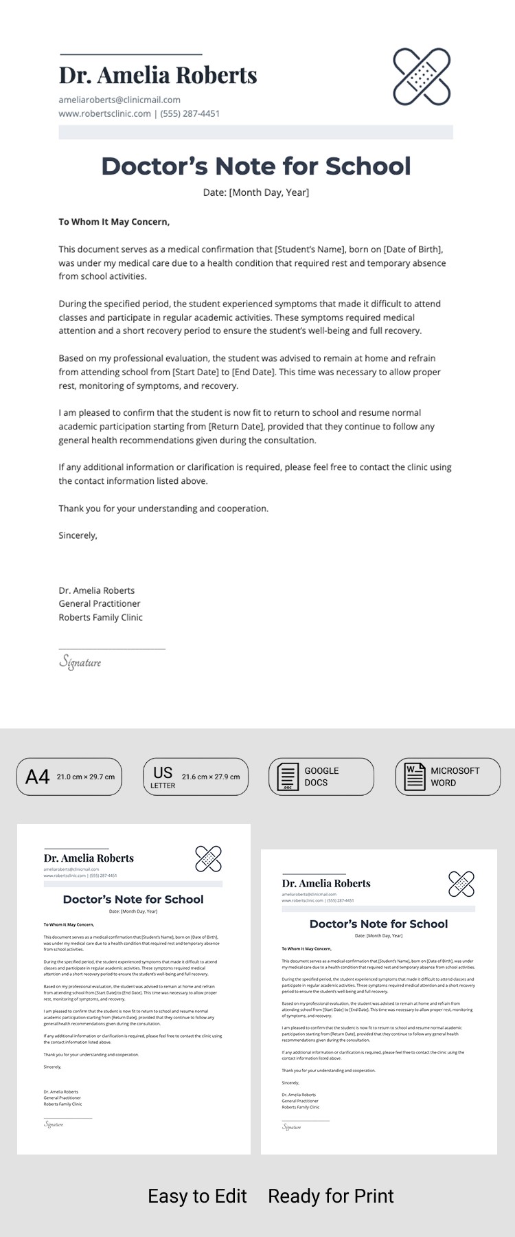 Free Doctors Note for School Template in Google Docs and Microsoft Word ...