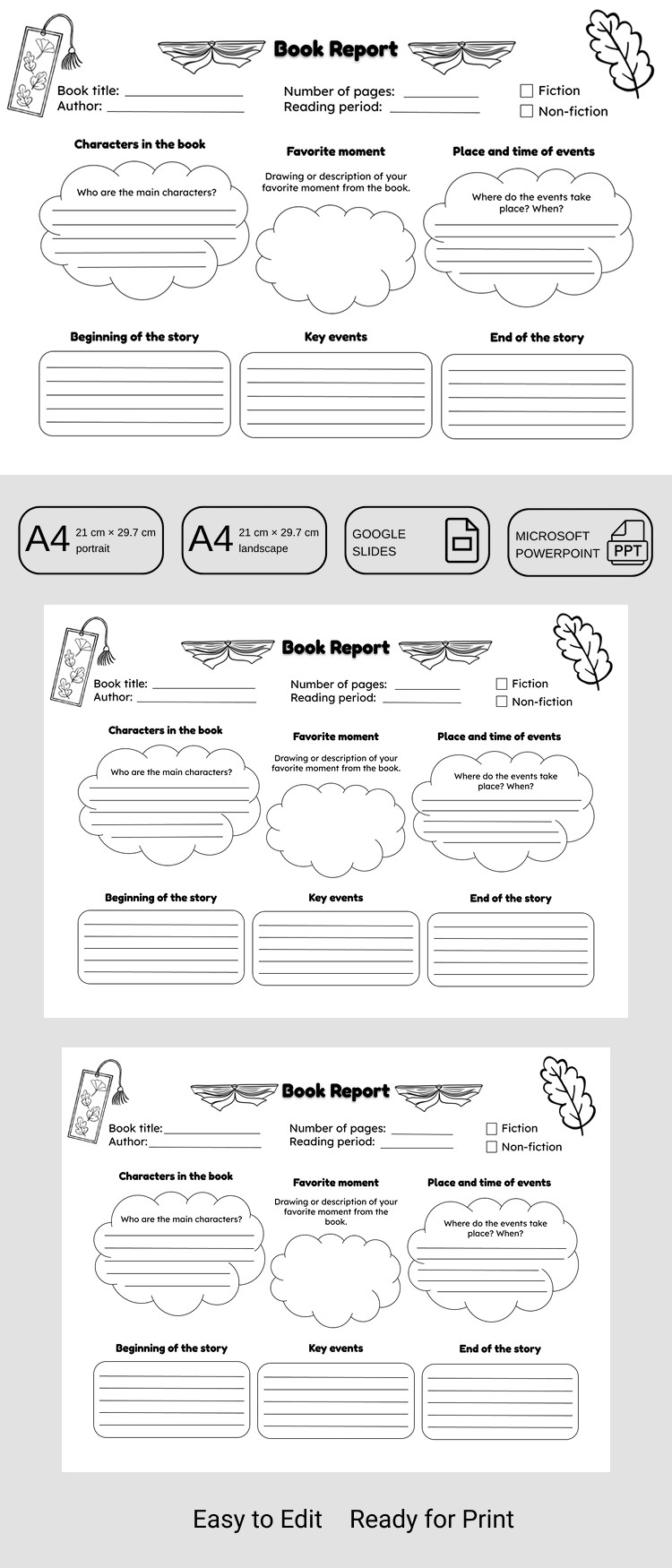 Free Easy 5th Grade Book Report Template in Google Slides and Microsoft ...