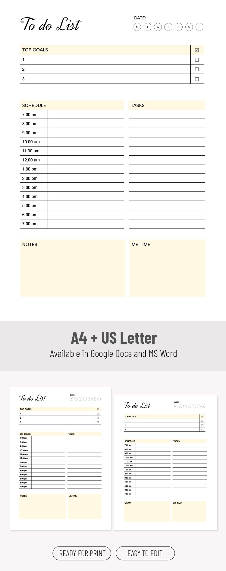 Free Editable Daily To Do List Template – Task & Goal Tracker Template ...