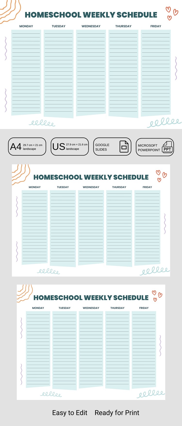 Free Editable Homeschool Weekly Schedule Template In Google Slides