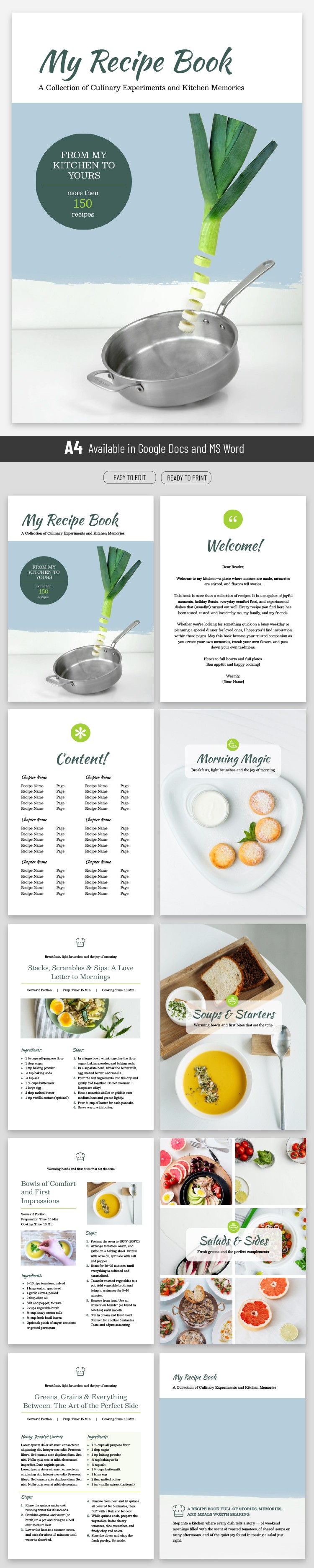 Free Editable Recipe Book Template in Google Docs and Microsoft Word ...